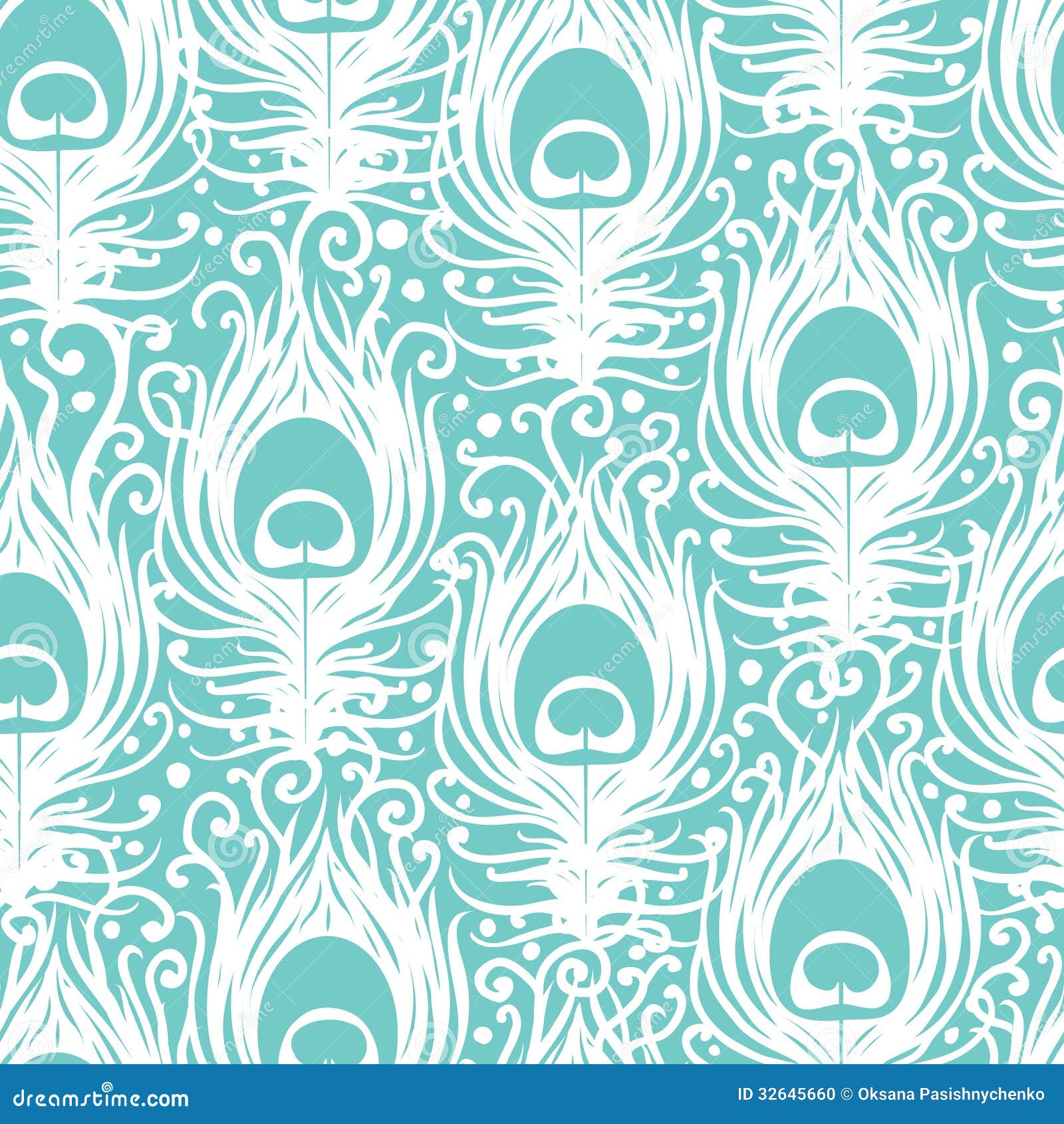 Soft Peacock Feathers Vector Seamless Pattern Stock Vector ...