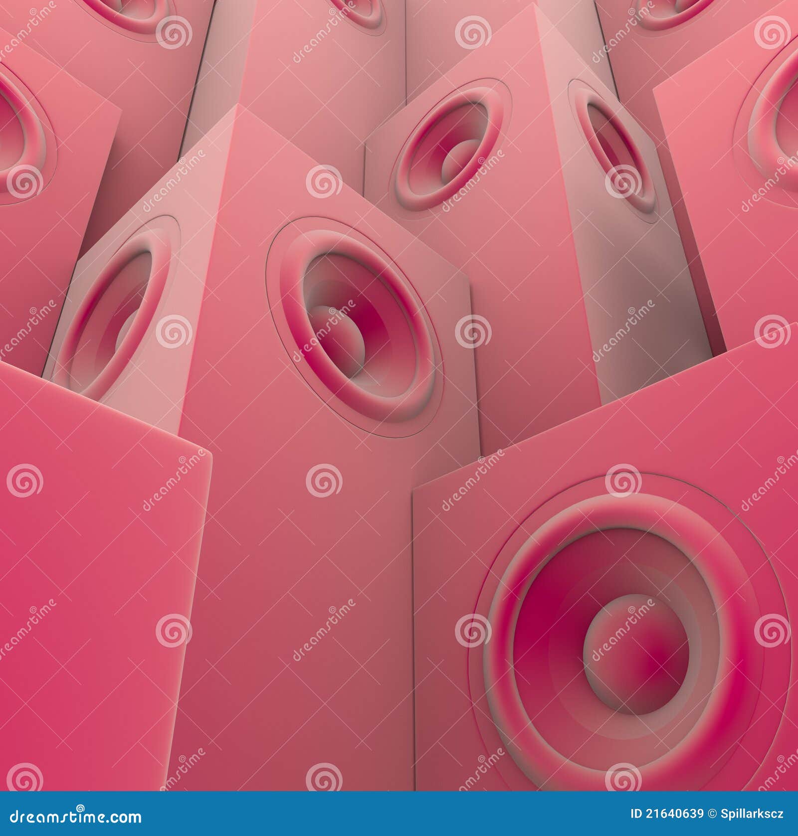 Soft Pink 3d Render of Grouped Sound-system Stock Illustration ...