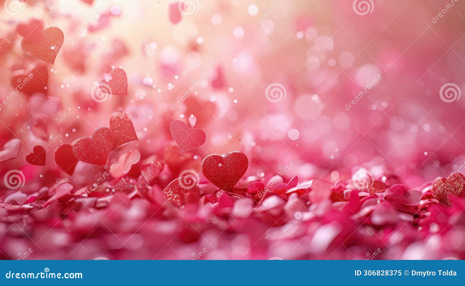 Soft Pink Abstract Background With Falling Hearts Valentine Backdrop