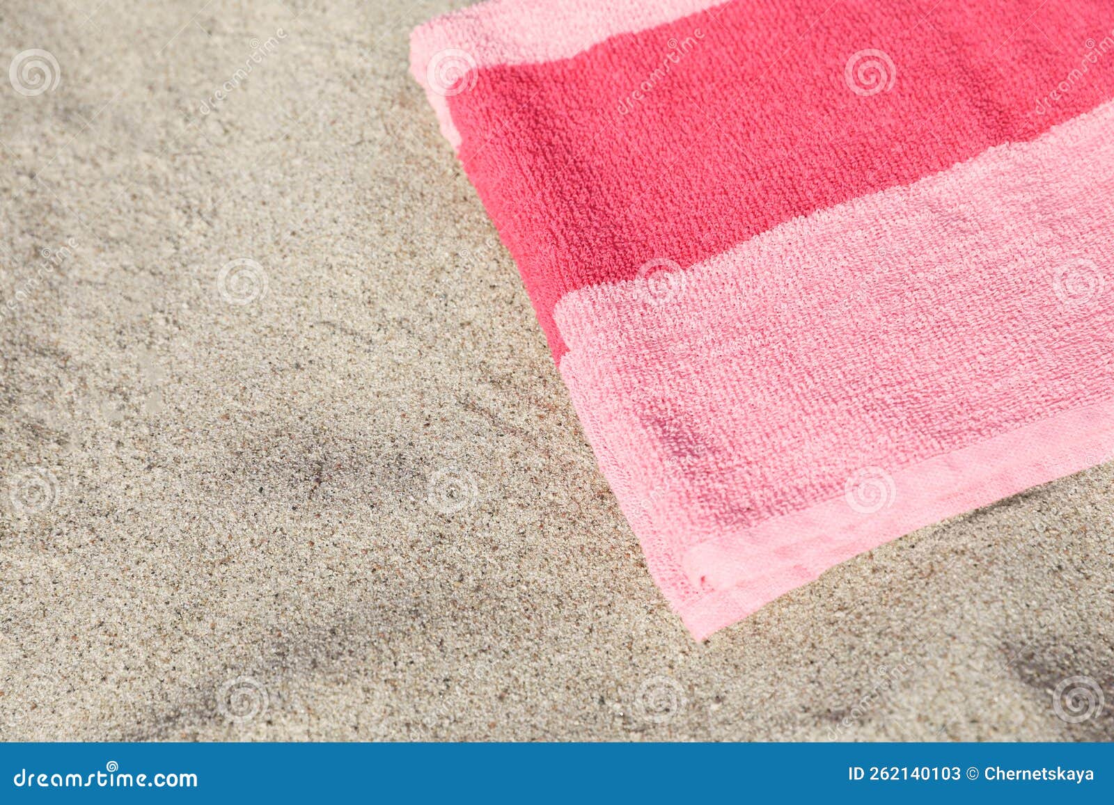 Soft Pink Beach Towel on Sand, Space for Text Stock Image - Image of ...
