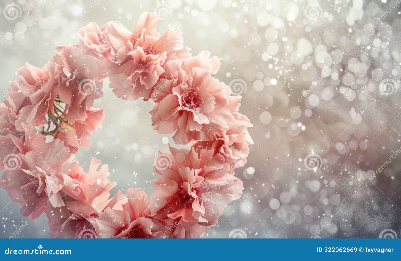 Soft Pink Carnation Wreath in the Snow Stock Image - Image of blooming ...