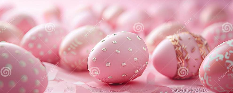 Soft Pink Easter Eggs Adorned with Patterns Stock Illustration ...