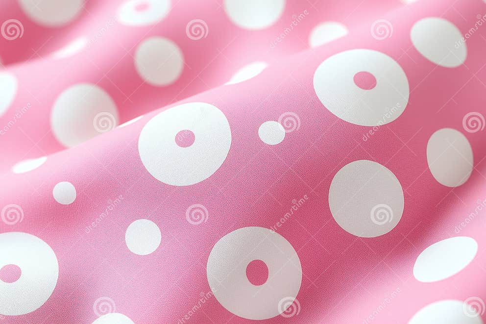 Soft Pink Fabric with White Polka Dots Laid Out on a Flat Surface Stock ...