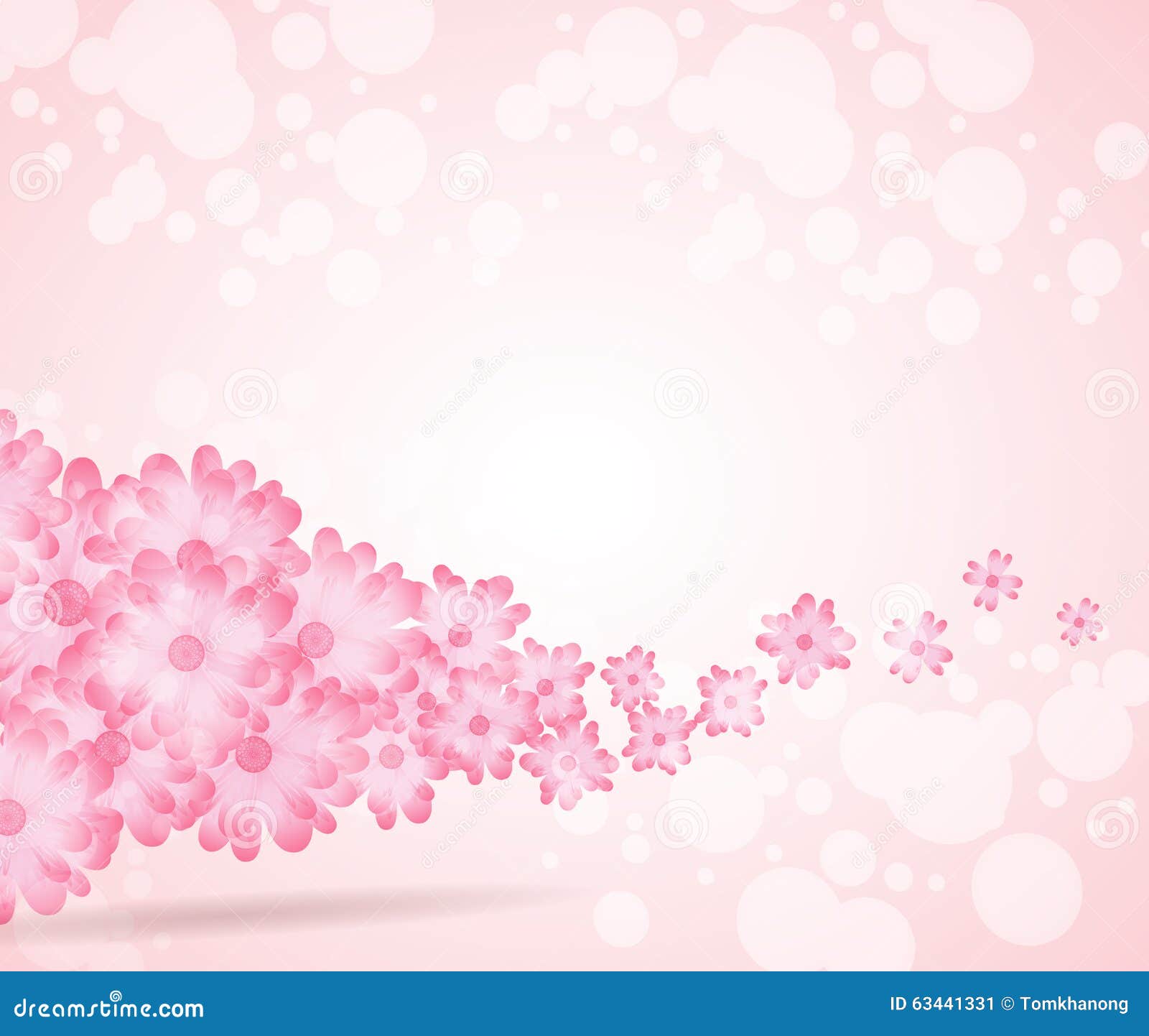 Soft Pink Flower Bright Wave from Left Side Background. Stock Vector ...