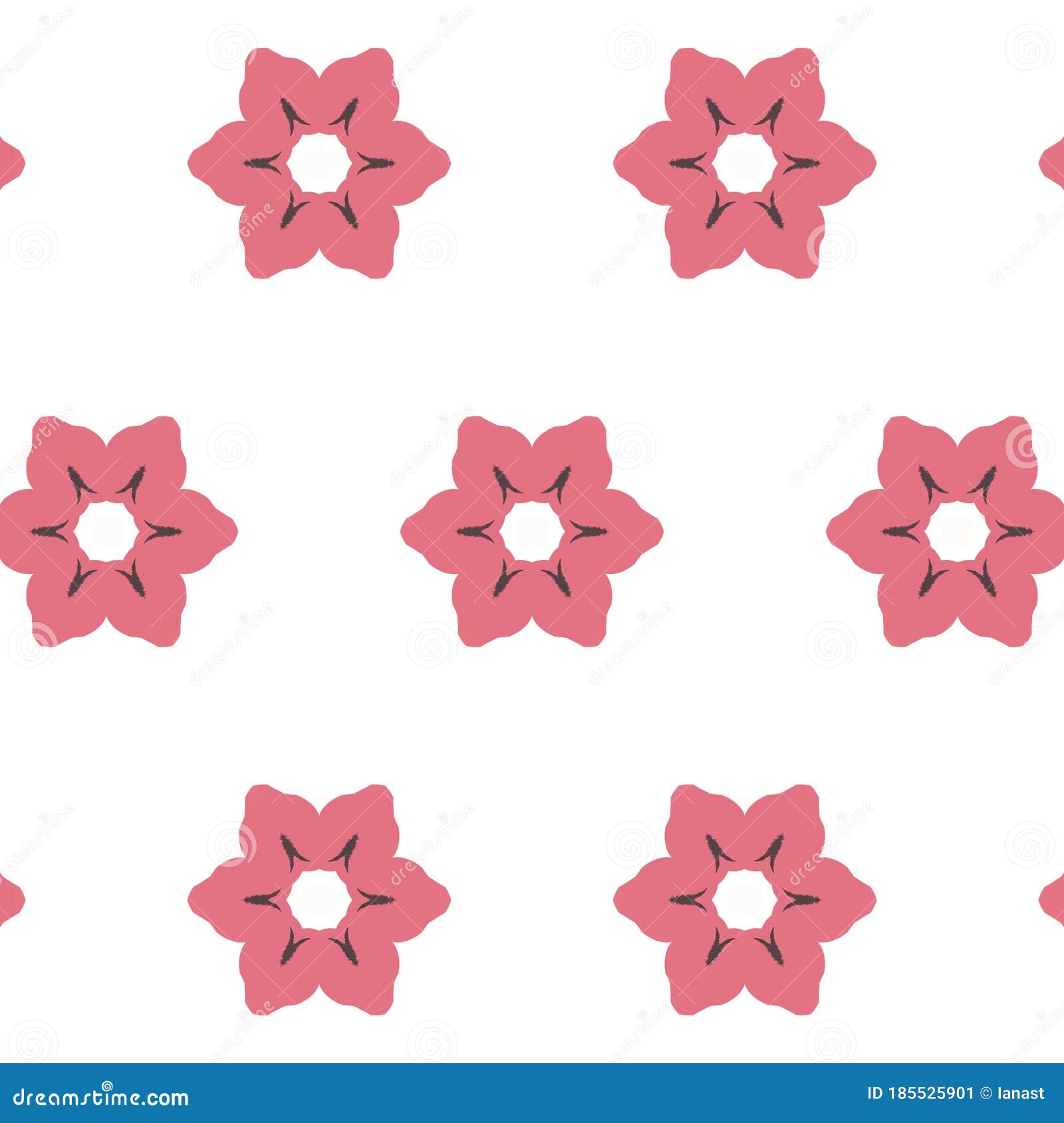 Soft Pink Flower Pattern on White Background. Stock Illustration ...