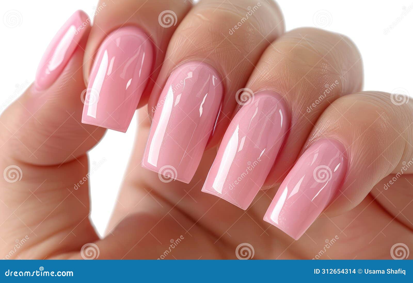 Soft Pink Manicure Showcase Isolated on White Background, Stock ...