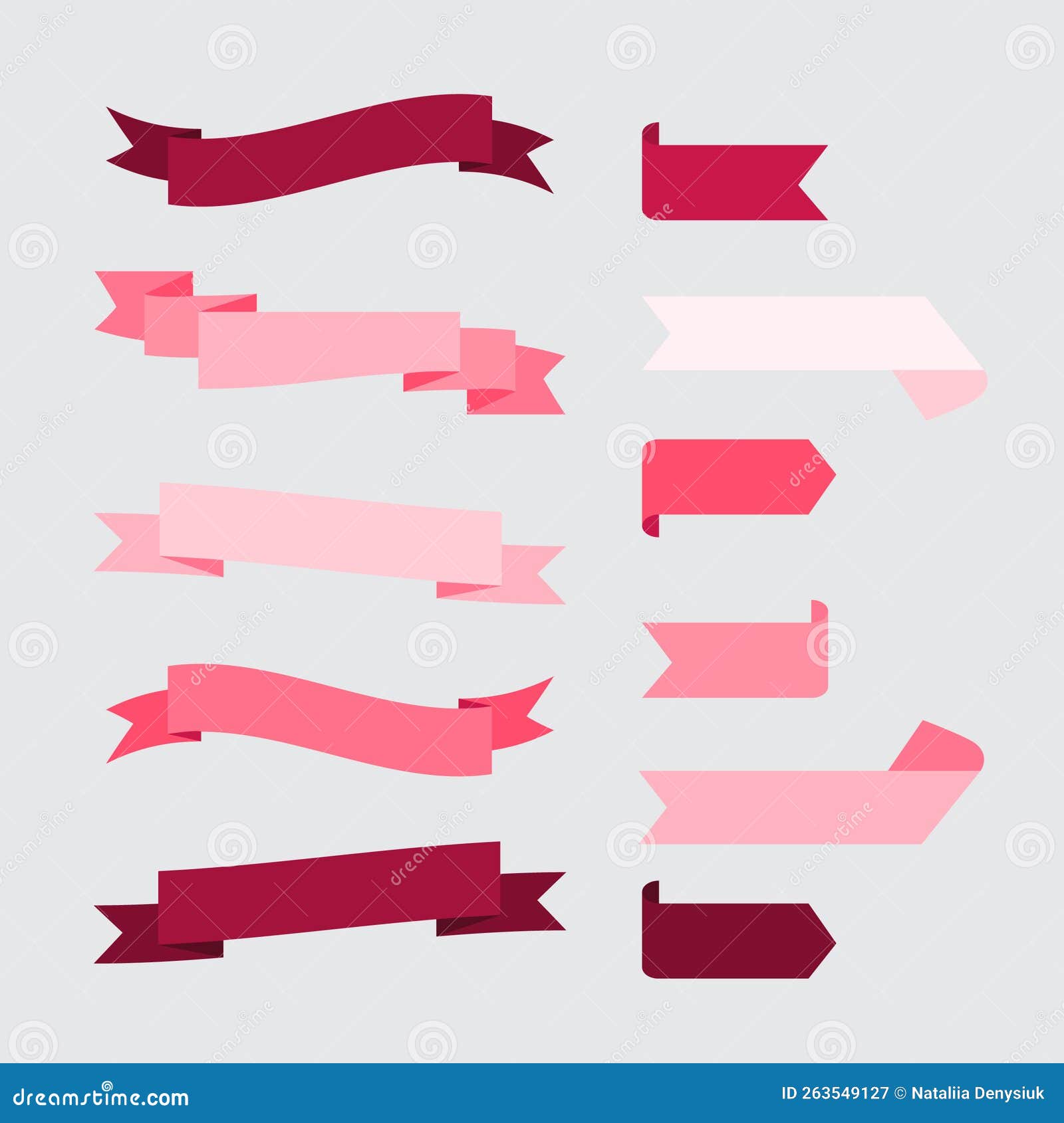 Soft Pink Pastel Ribbon Set in Vector Stock Illustration - Illustration ...