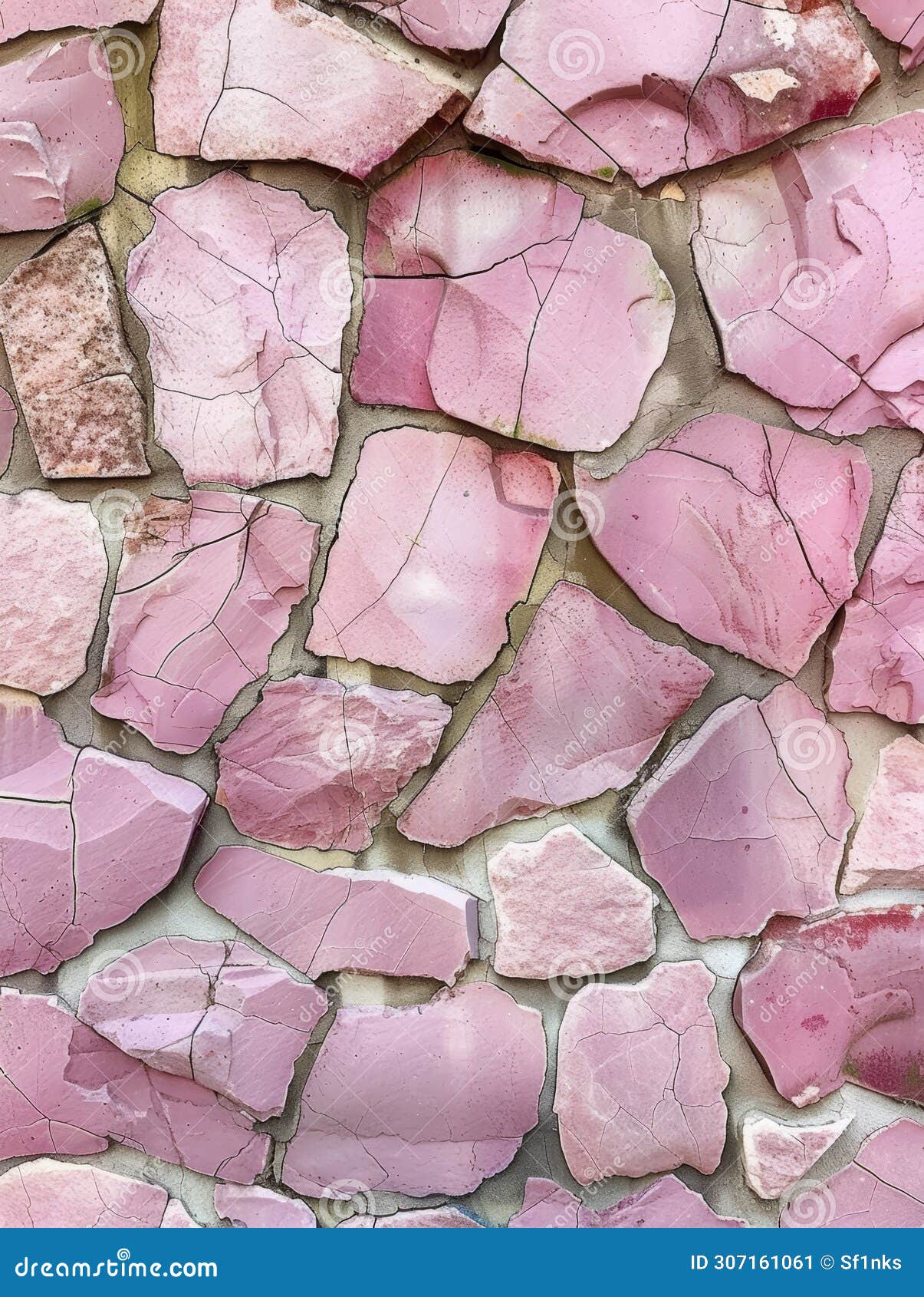 Soft Pink Stone Wall with Natural Cracks and Varied Textures. Stock ...