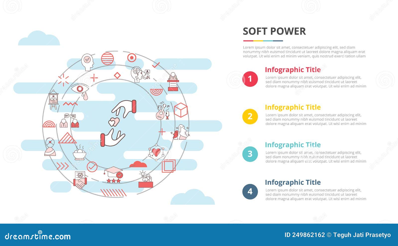 Soft Power Concept for Infographic Template Banner with Four Point List ...