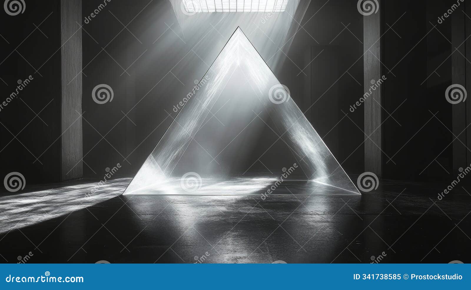 Abstract Light Interacts with a Transparent Pyramid in a Dimly Lit Room ...