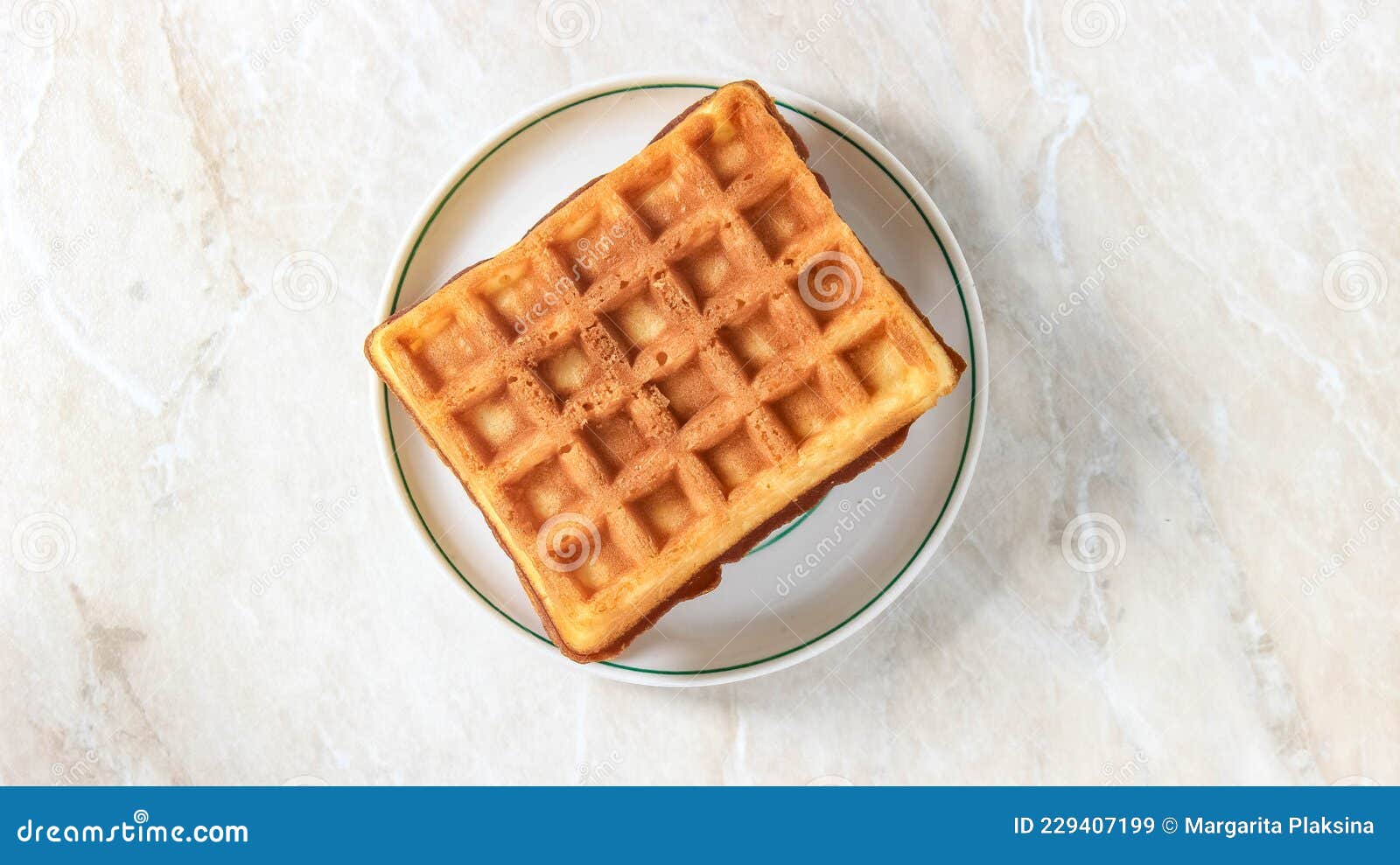 Soft Rectangular Viennese Waffles on a Saucer. Delicious Dessert Stock ...