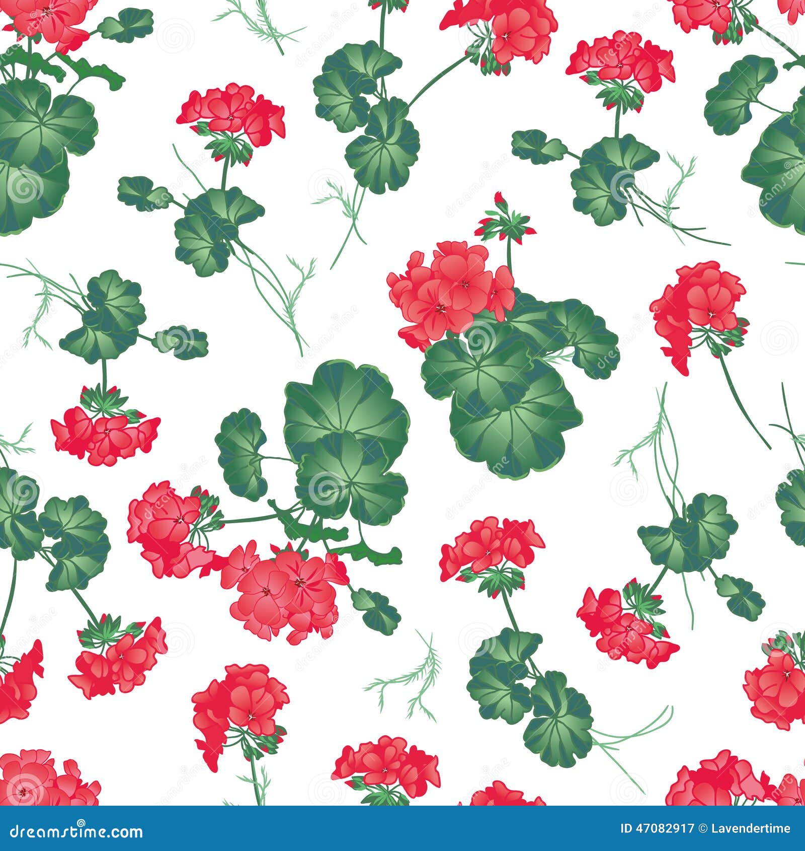 Soft Red Geranium Seamless Vector Pattern Stock Vector - Illustration ...