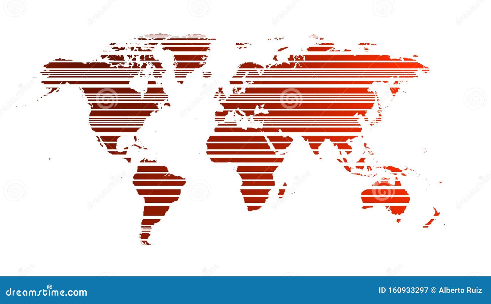Soft and RED Map of the World with HORIZONTAL SHADOWS Stock ...