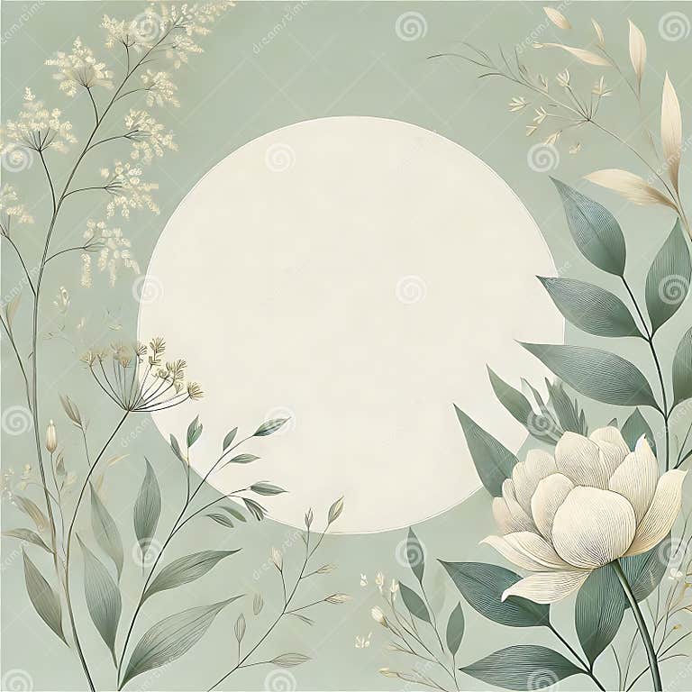 Soft Sage Green and Ivory Gradient Background with Elegant Botanical ...