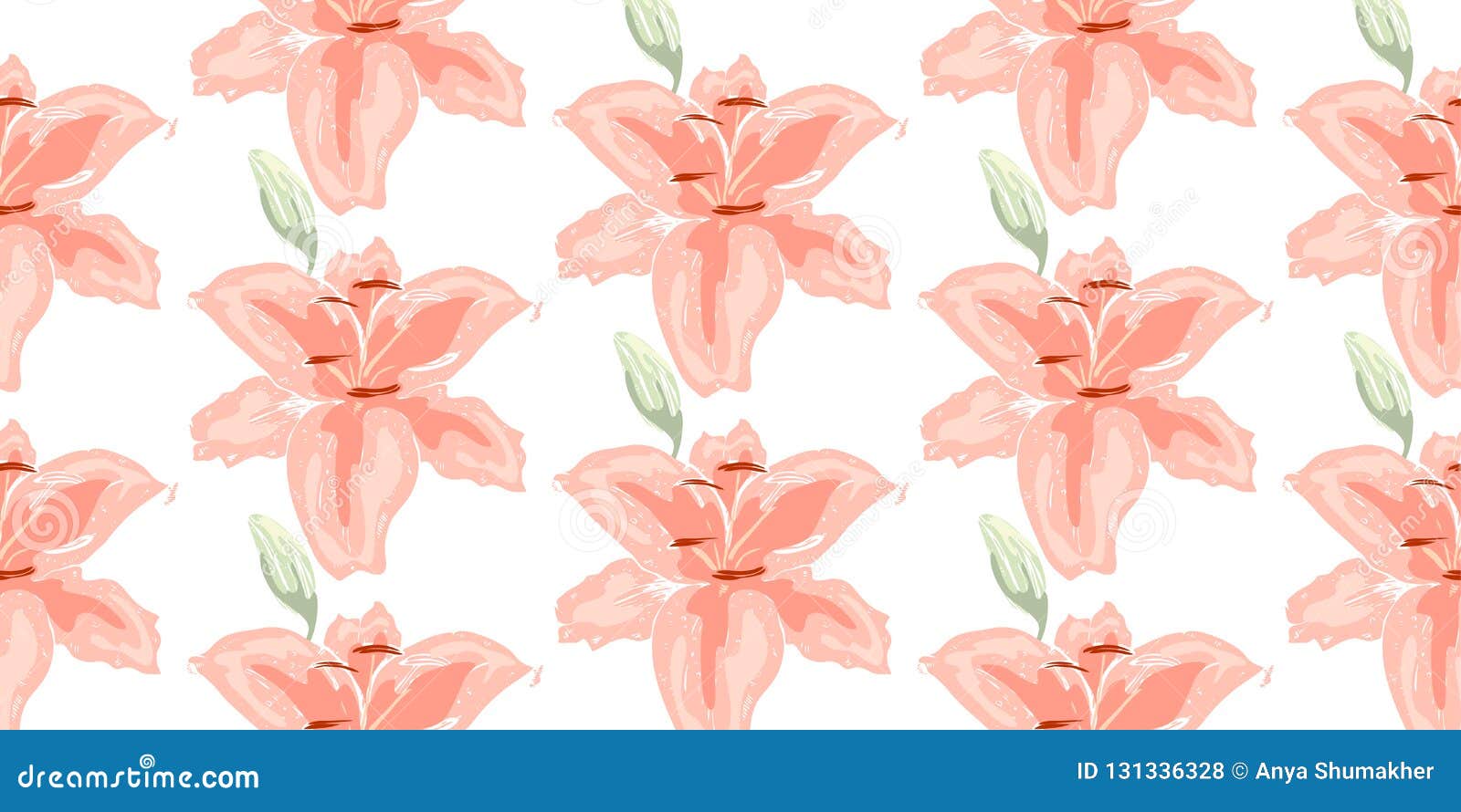 Soft Seamless Floral Pattern. Beautiful Lily Flowers on White. Abstract ...