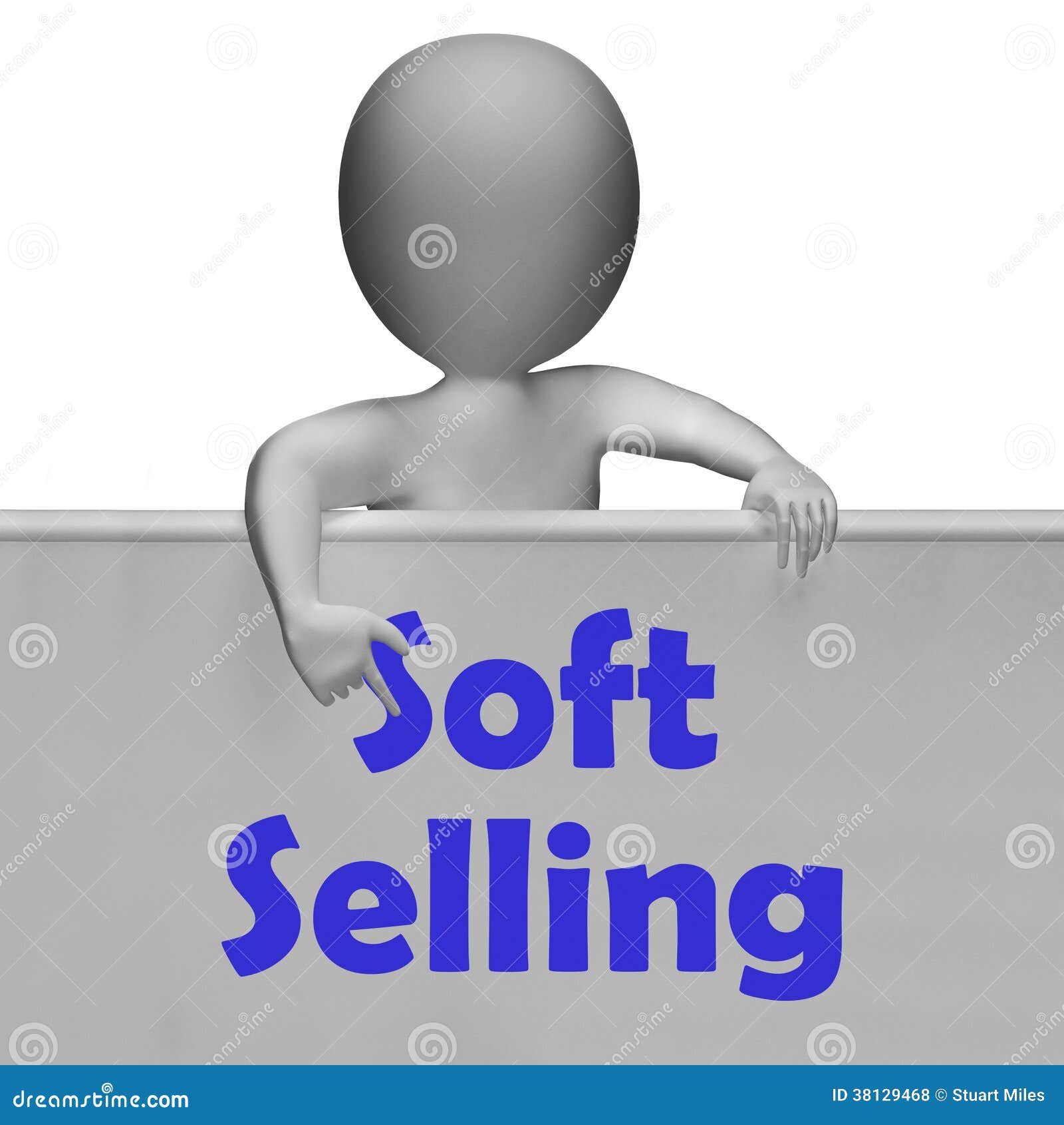 Soft Selling Sign Shows Friendly Sales Technique Stock Illustration ...