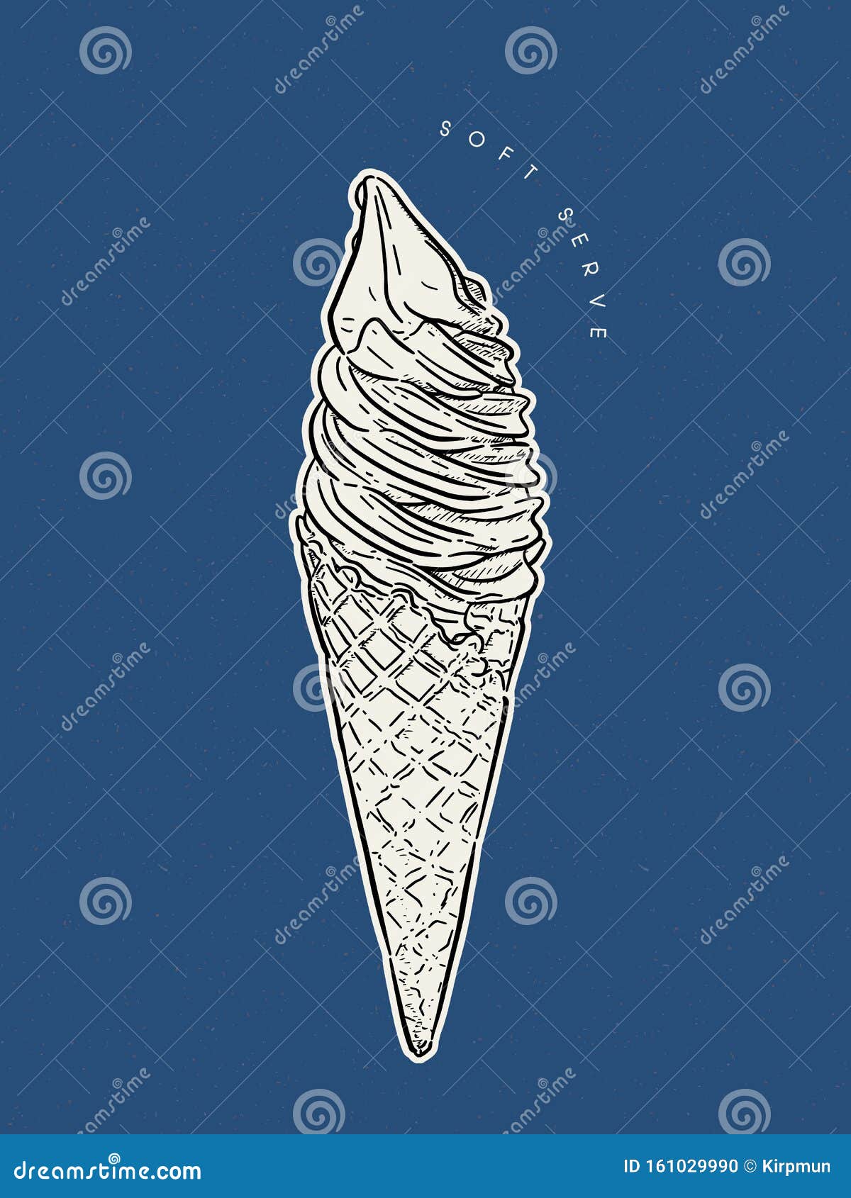 Soft Serve Ice-cream Cone. Hand Draw Sketch Vector Stock Vector ...