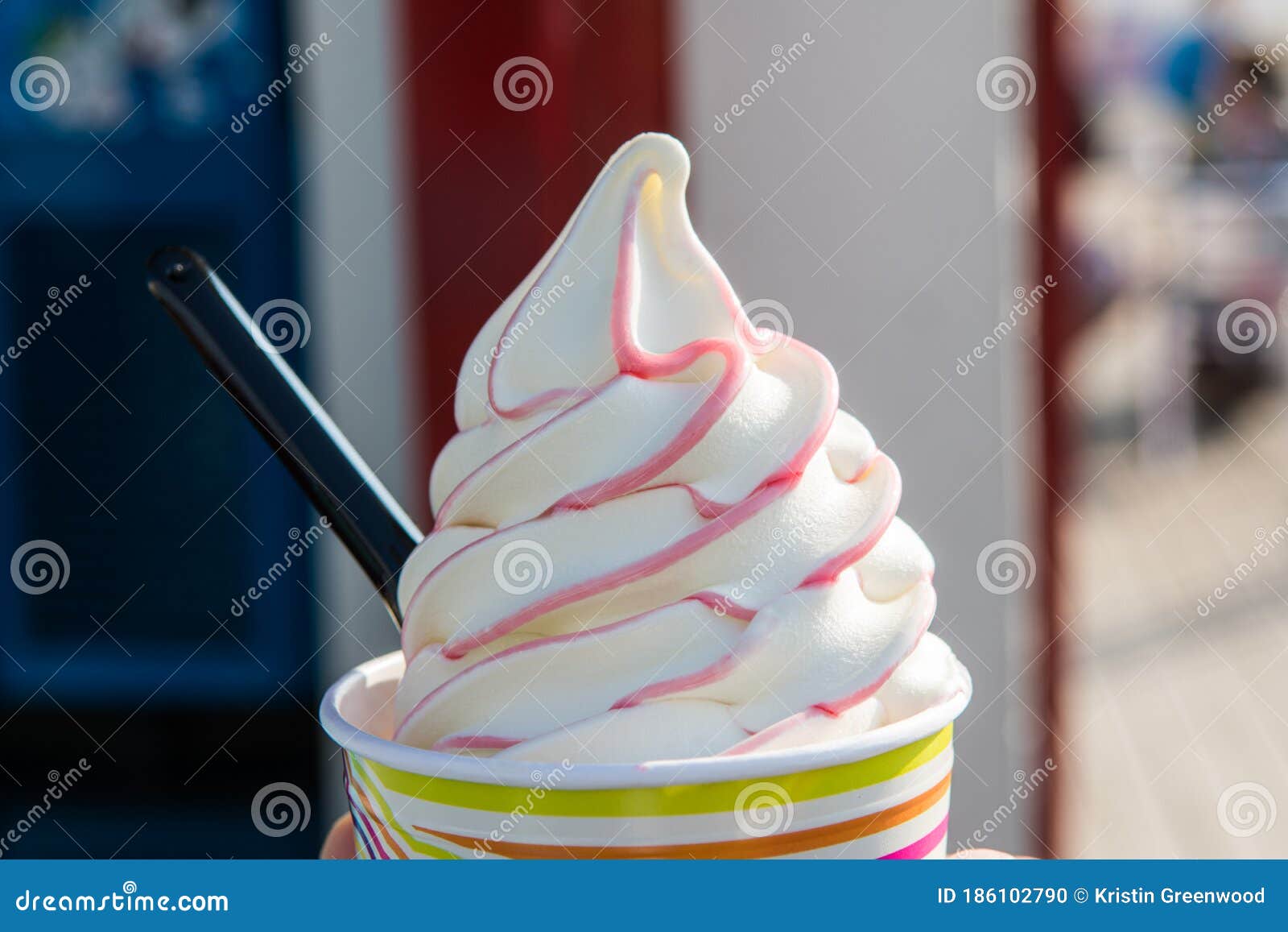 Soft Serve Strawberry Vanilla Ice Cream At Coney Beach In Wales Stock