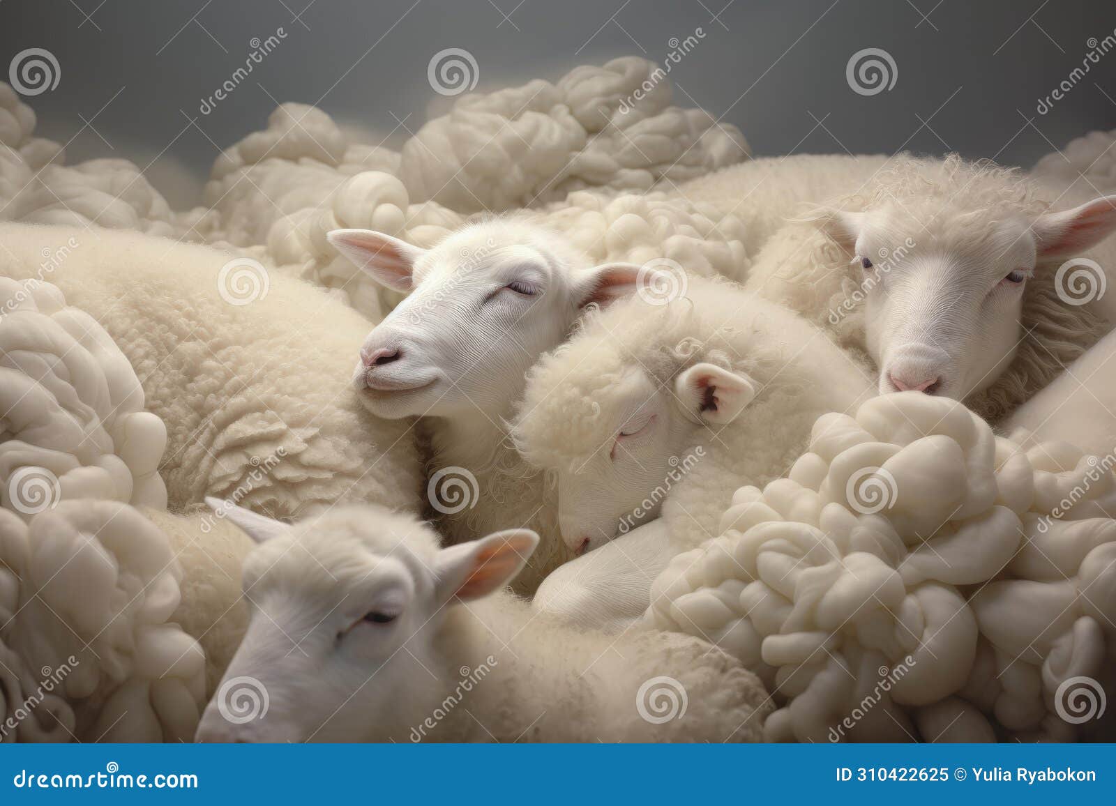 Soft Sheep Sleep Cloud White. Generate Ai Stock Illustration ...
