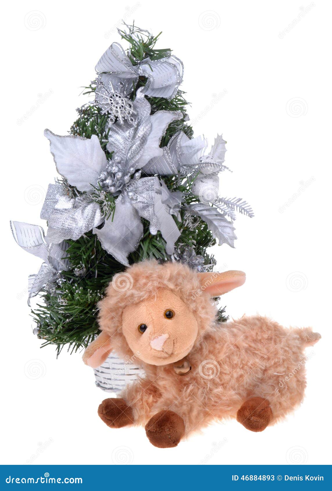 Soft Sheep Toy Near Christmas Tree Stock Image - Image of animal ...