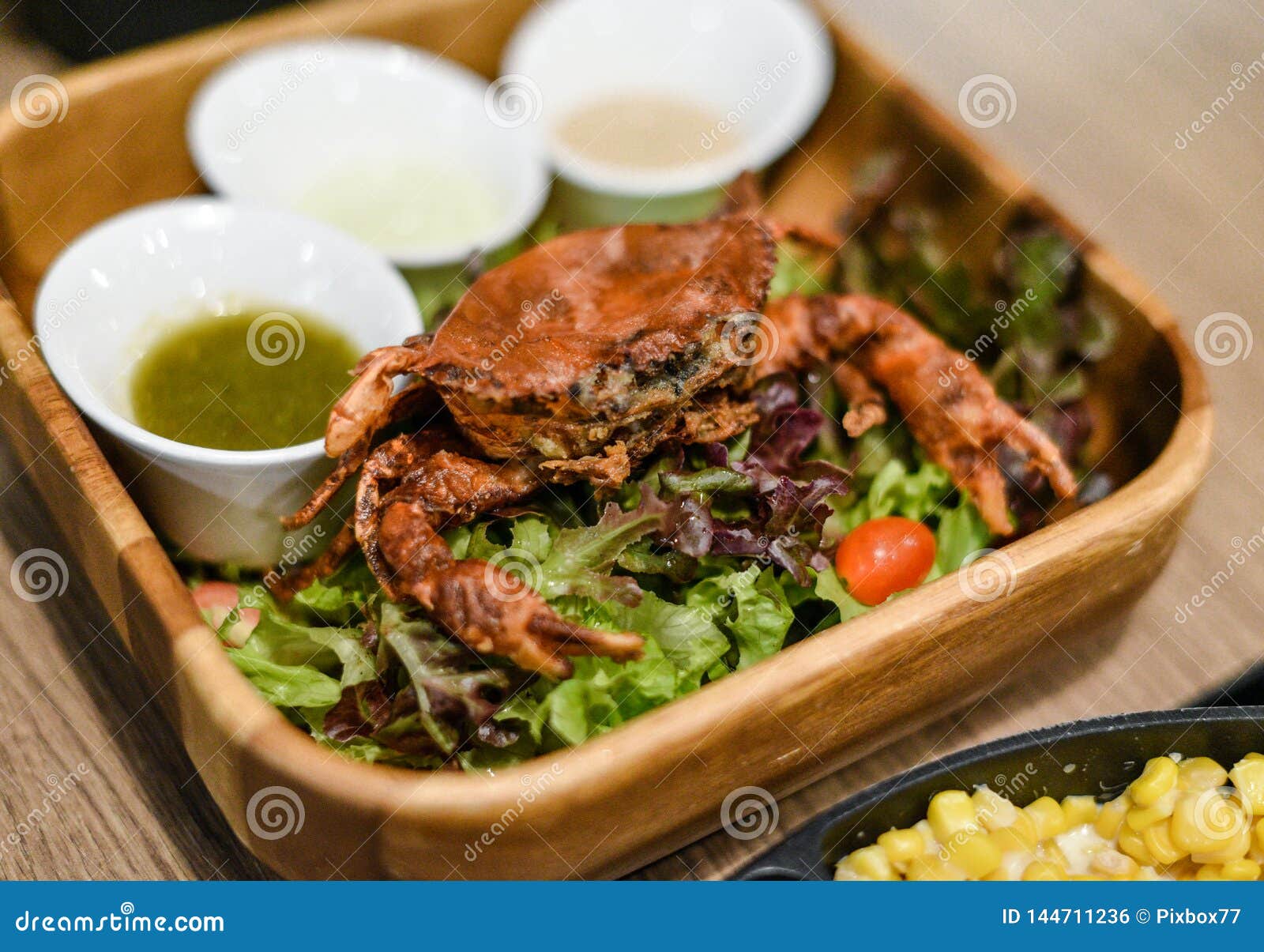 Soft shell crab salad stock photo. Image of plate, angle - 144711236