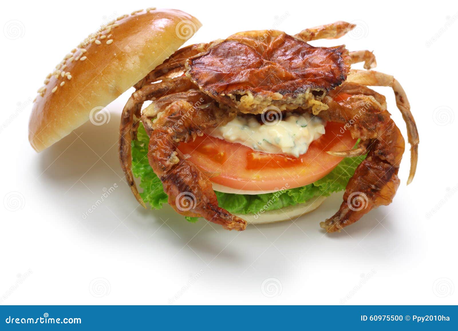 Soft shell crab sandwich stock photo. Image of dish, menu - 60975500