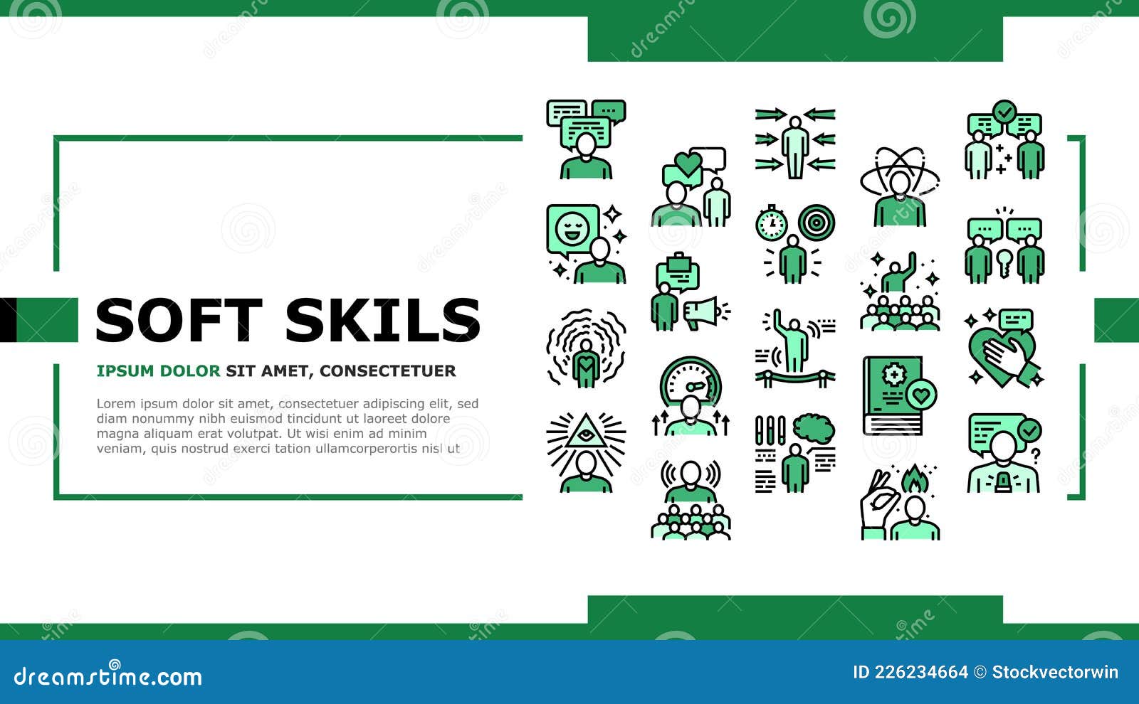 Soft Skills People Landing Header Vector Stock Vector - Illustration of ...