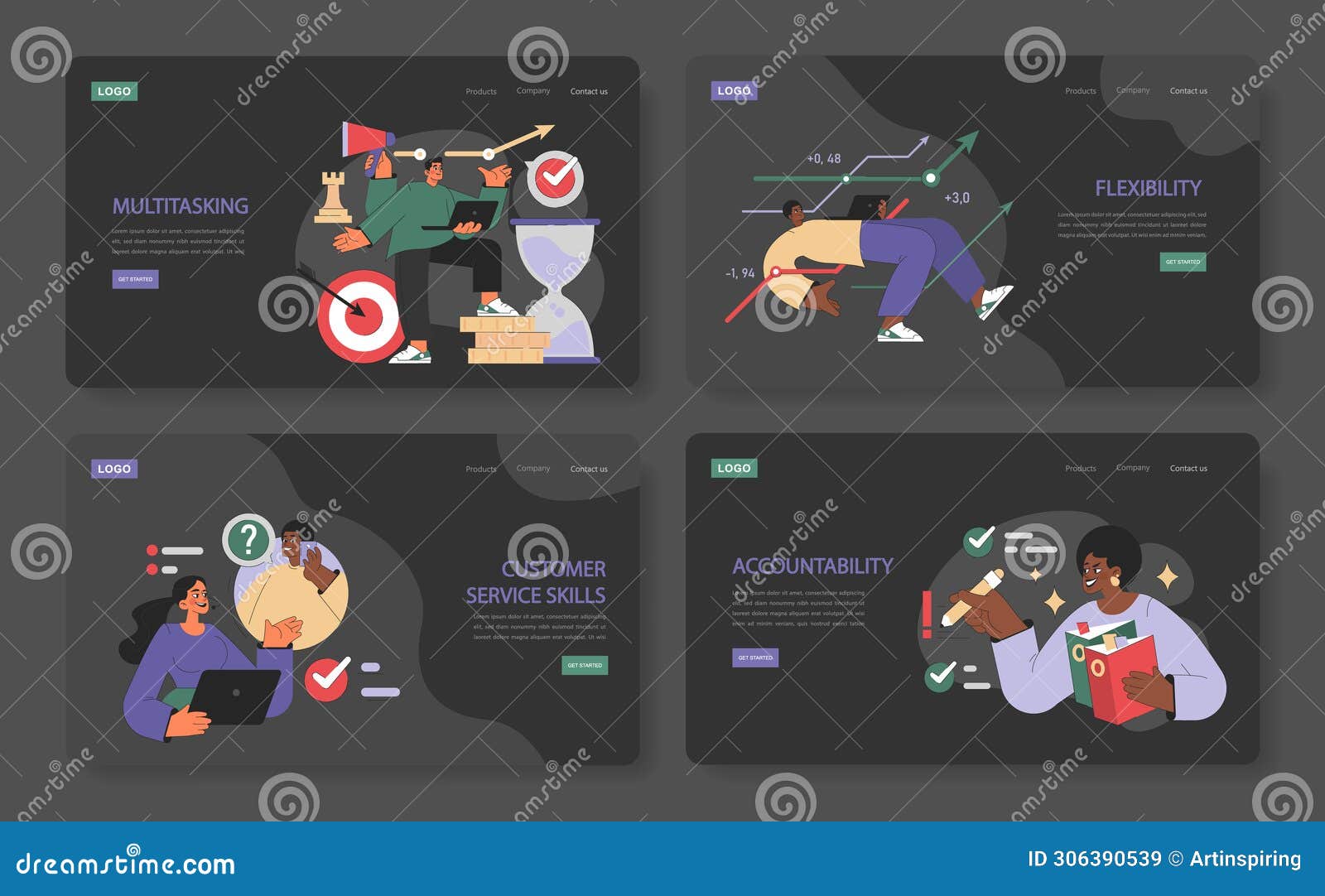 Soft skills set. stock vector. Illustration of reading - 306390539