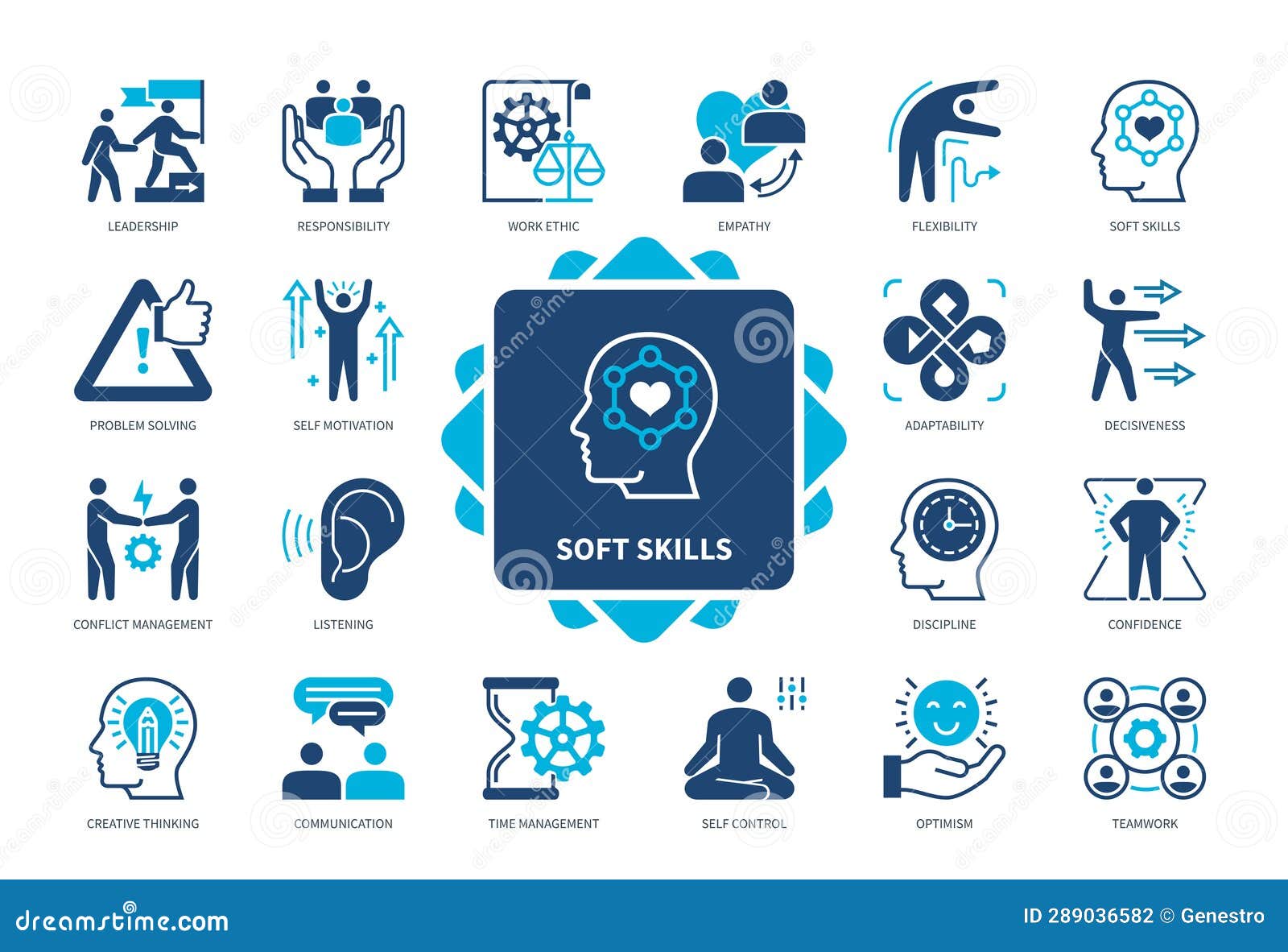 Soft Skills solid icon set stock illustration. Illustration of ...