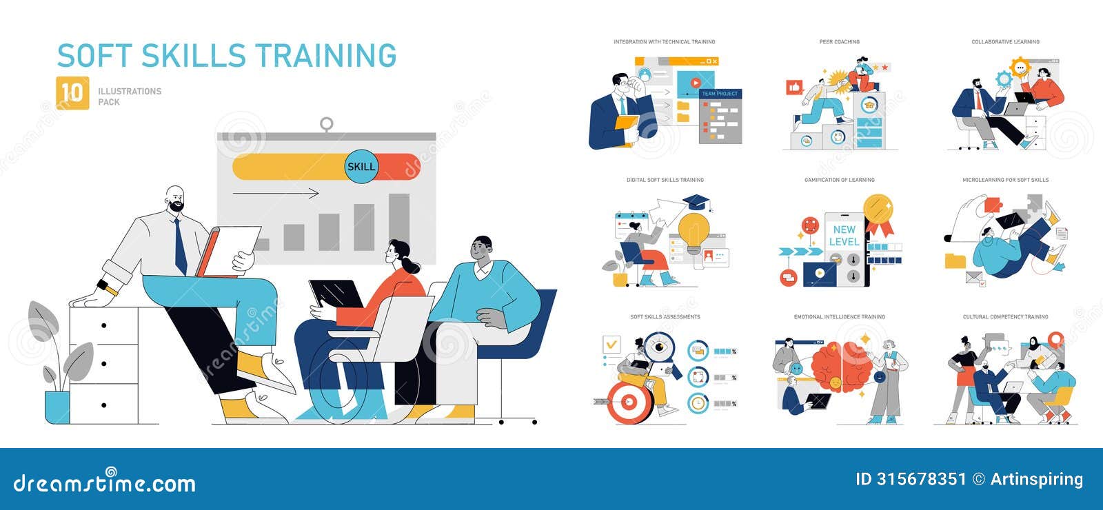 Soft Skills Training. Flat Vector Stock Vector - Illustration of ...