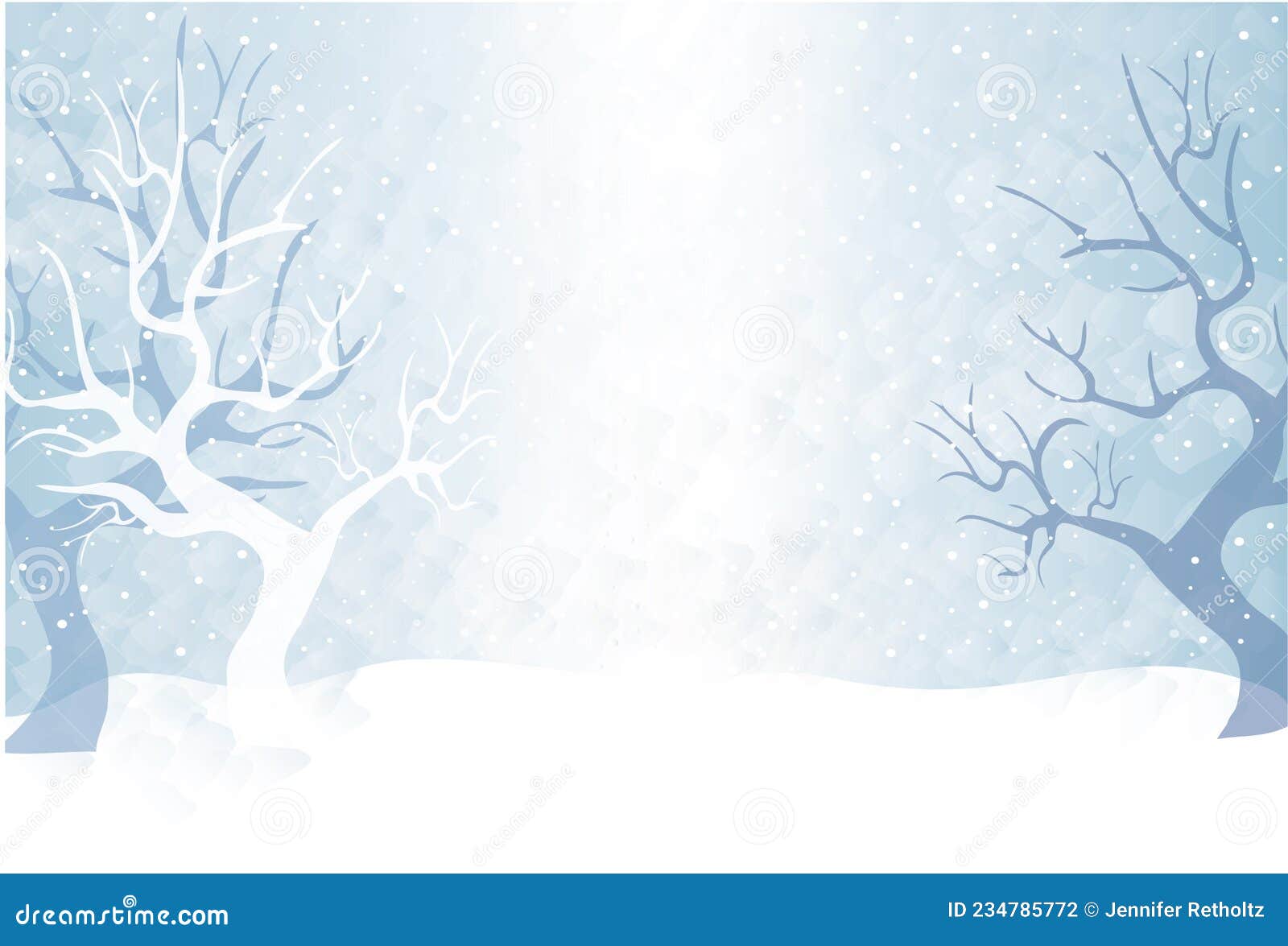 Soft Snow Background with Trees Template Blue and White Stock Vector ...