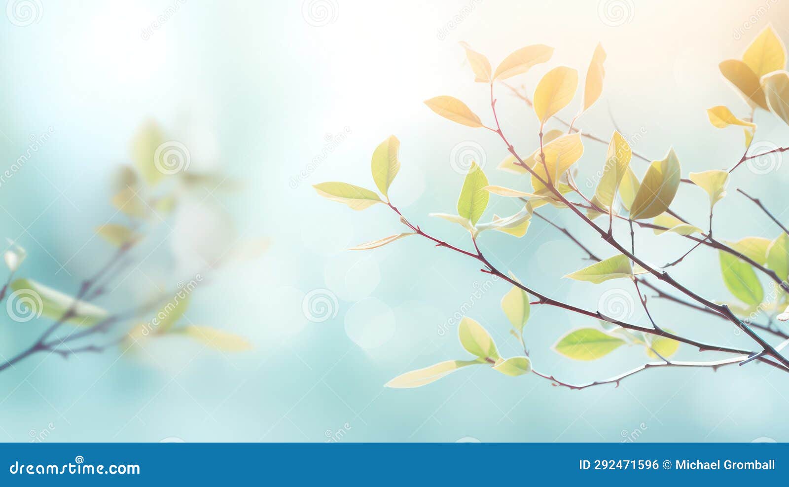 Soft Spring Leaves and Twigs Background with Soft Sunlight Created with ...