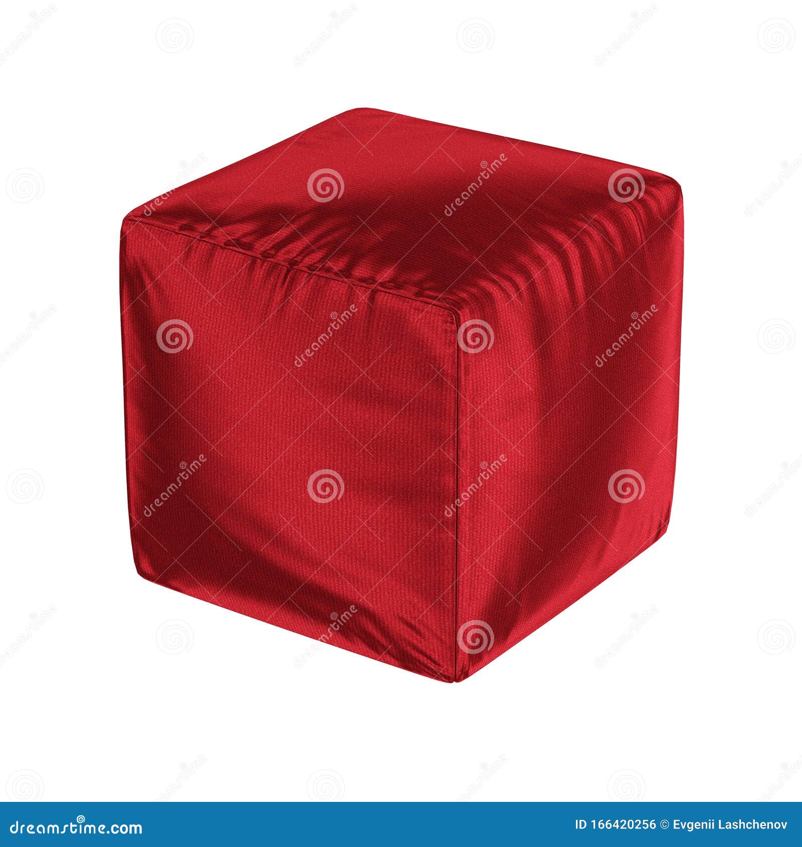 Soft Square Red Pouf Made of Velvet on an Isolated Background. 3D ...