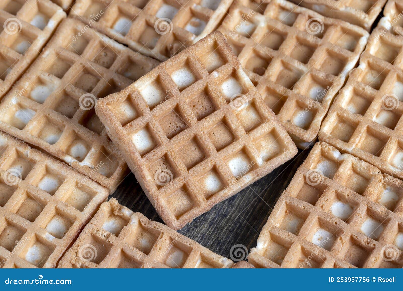Soft Sweet Waffles on the Table, Close Up Stock Photo - Image of ...