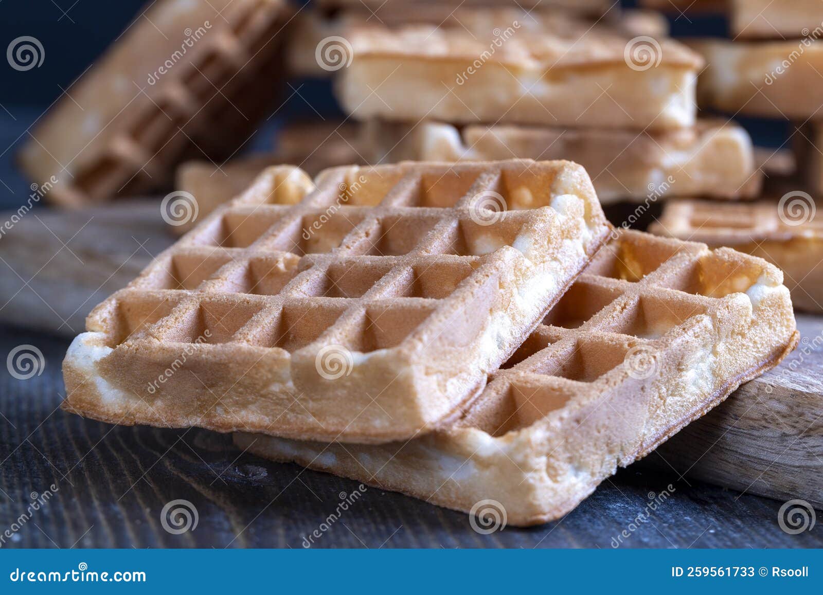 Soft Sweet Waffles on the Table, Close Up Stock Image - Image of ...
