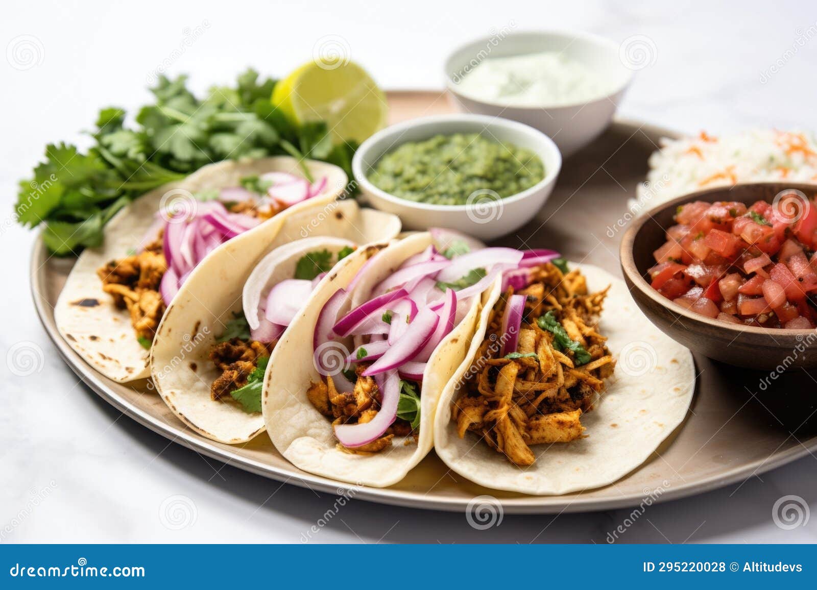 Soft Taco Platter with Cilantro and Onions Stock Photo - Image of ...