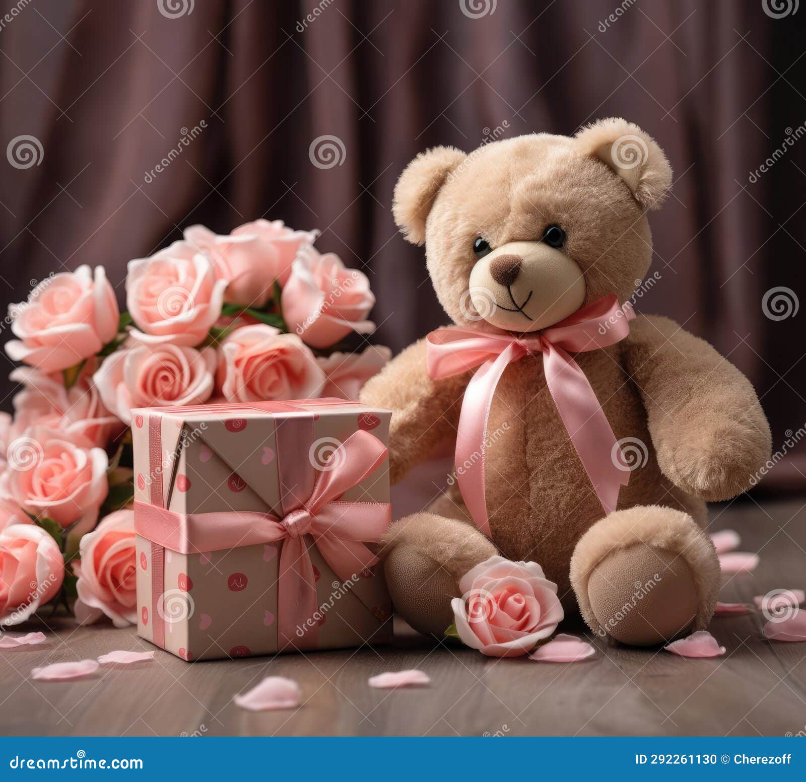 Soft Teddy Bear with Gift Box Stock Photo - Image of pastel, vertical ...