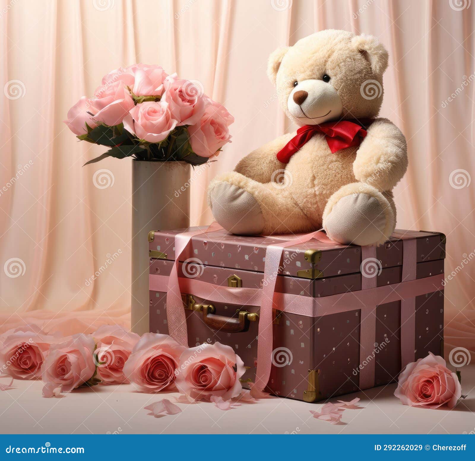 Soft Teddy Bear with Gift Box Stock Image - Image of teddy, retro ...