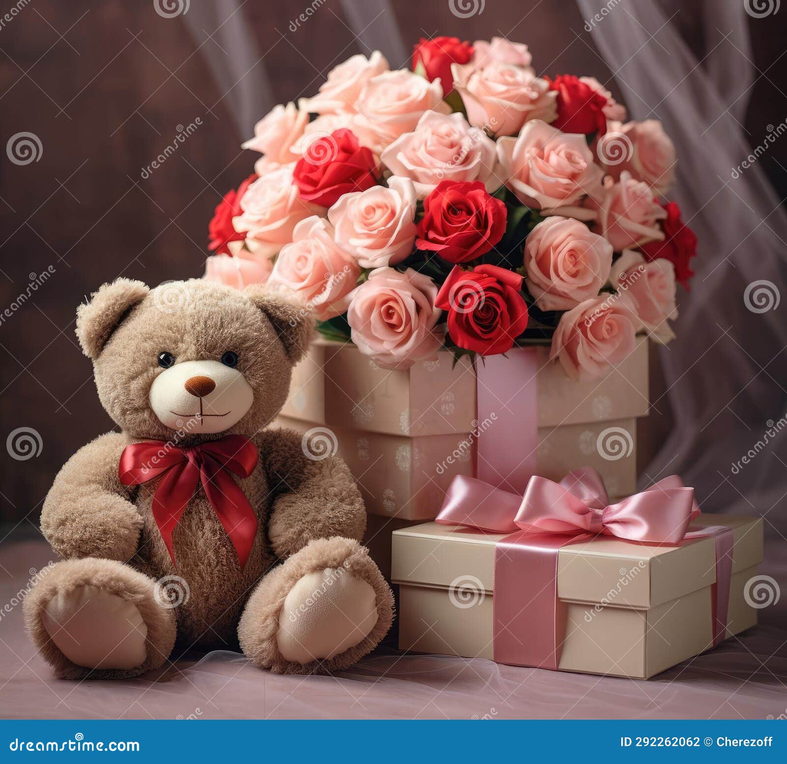 Soft Teddy Bear with Gift Box Stock Photo - Image of happy, minimal ...