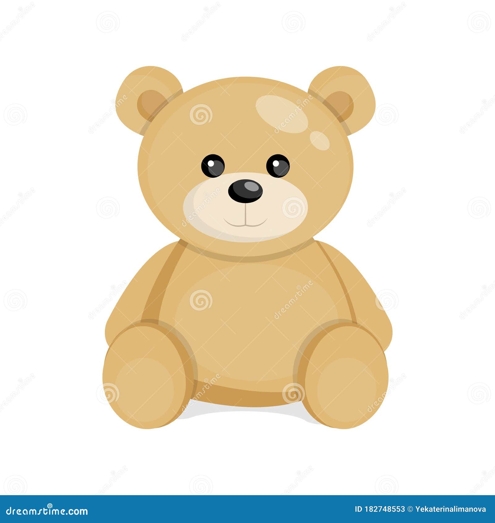 Soft Toy Teddy Bear Isolated On White Background. Vector Cartoon Close ...