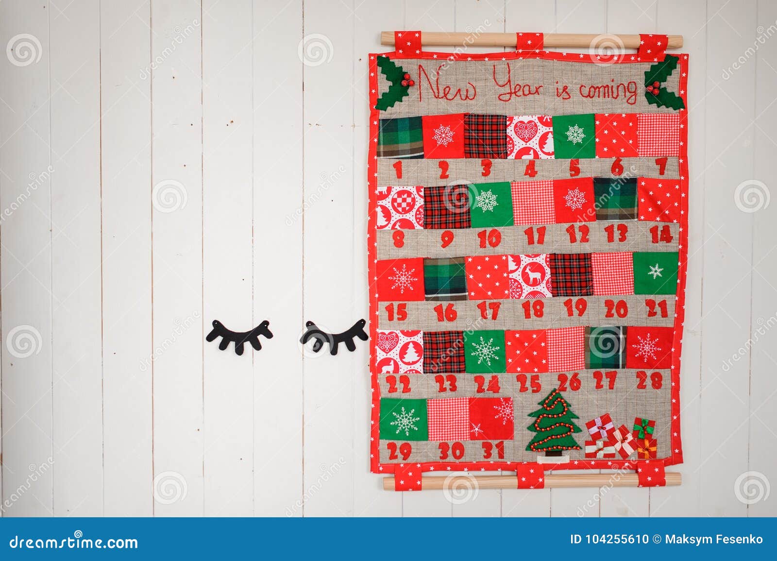 Soft and Textile Christmas Calendar on the Wall Stock Photo - Image of ...