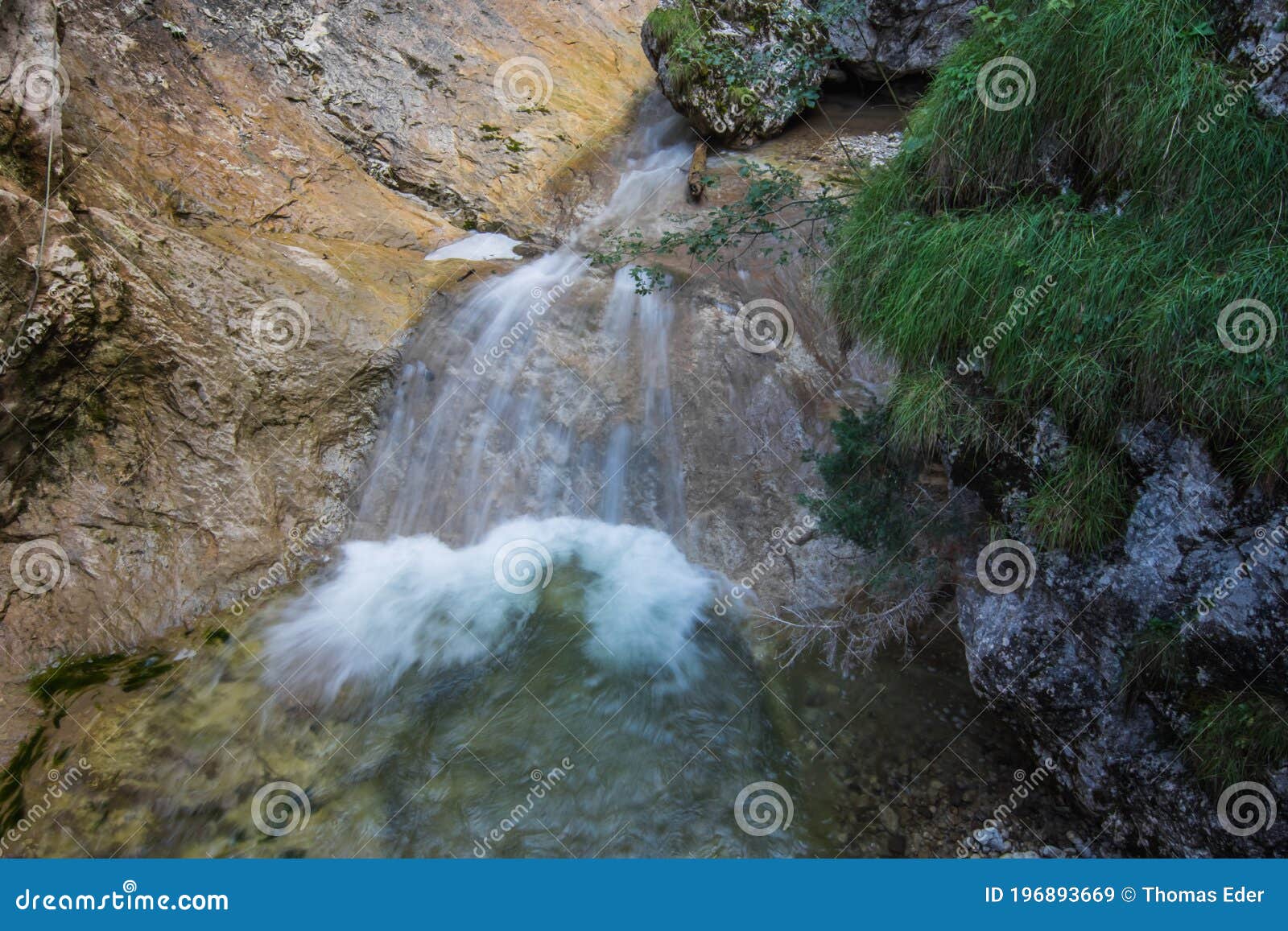 Soft Thin Waterfall Over Rocks Stock Image - Image of naturally, creek ...