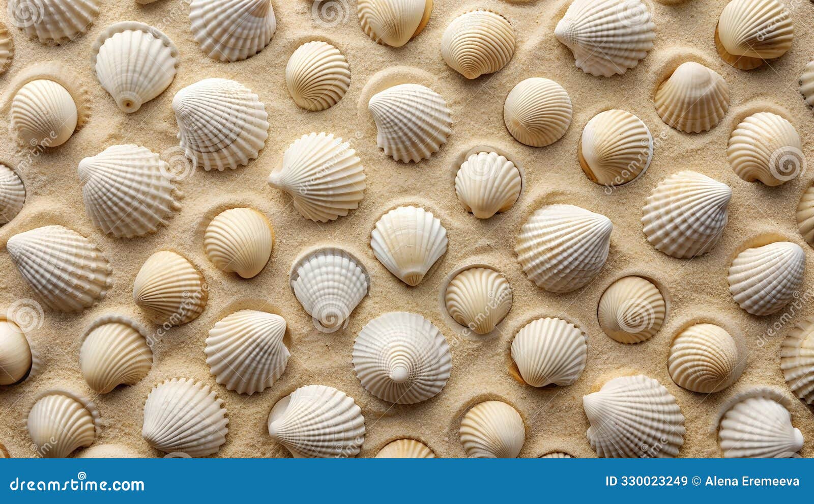 Soft Tinted Scallop Shells in a Pattern on the Sand. Sea Shell Pattern ...