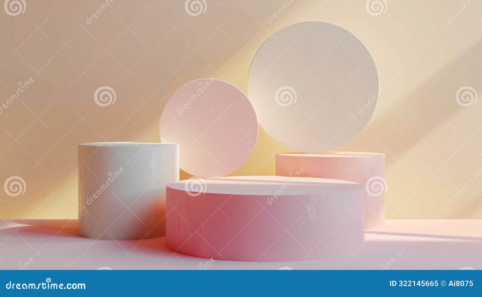 Soft Toned Geometric Shapes in Minimalistic Display 3d Rendering Image ...