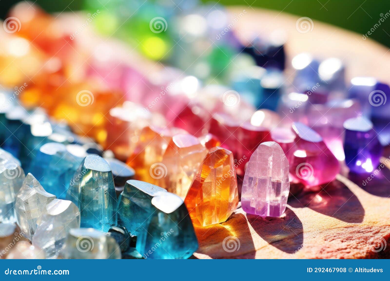 Soft-toned Rainbow of Tiny Healing Crystals Stock Photo - Image of ...