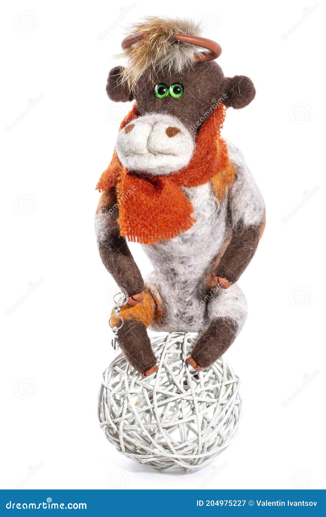 Soft Toy Made of Felted Wool Bull, a Symbol of 2021 Stock Image - Image ...