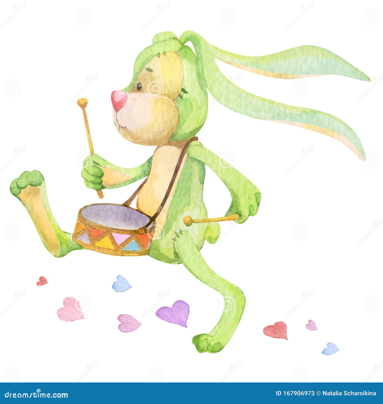 Soft Toy Rabbit Marching with a Drum Stock Illustration - Illustration ...
