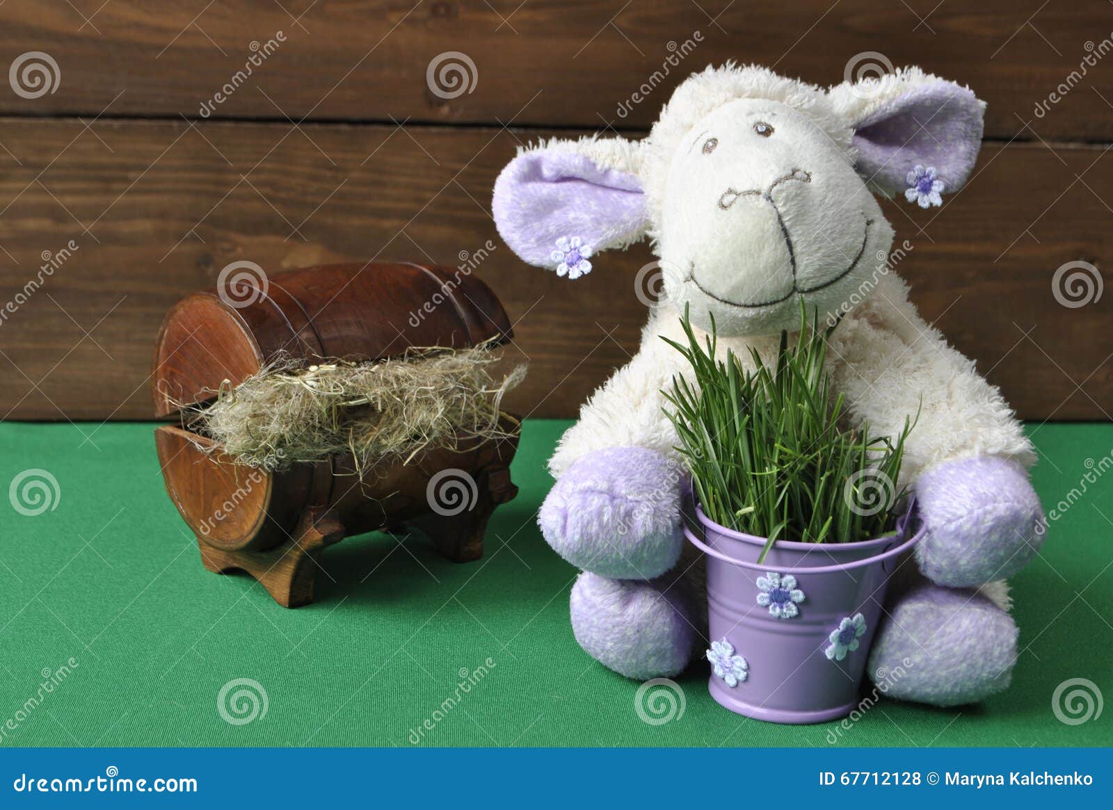 Soft toy sheep stock photo. Image of grass, green, bucket - 67712128