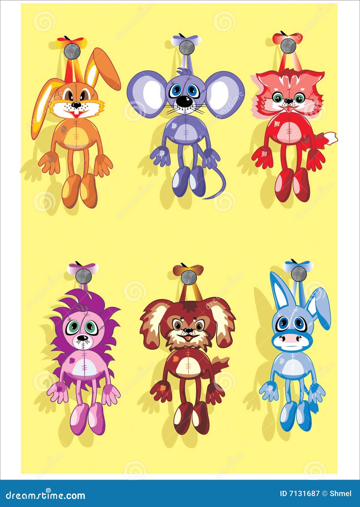 Soft toys stock vector. Illustration of bunnies, domestic - 7131687