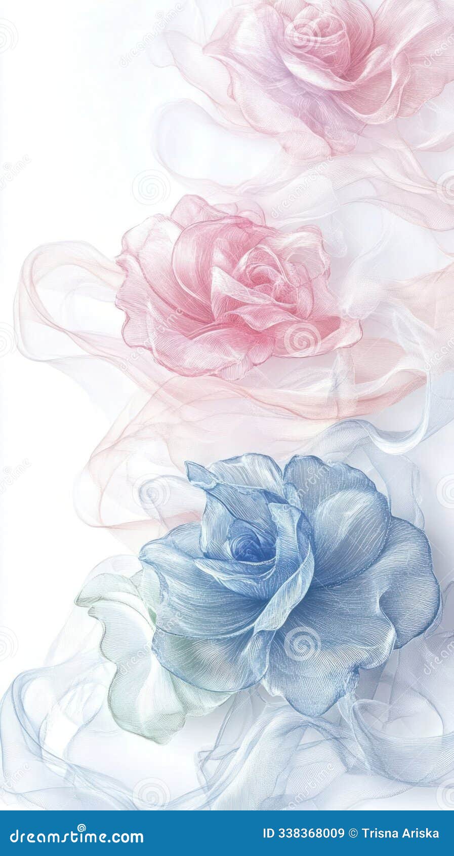 Soft, Translucent Roses in Pastel Colors with Flowing Ribbons Create a ...